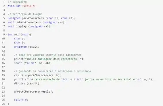 Descompactação de caracteres a partir de uminteiro. Usando o