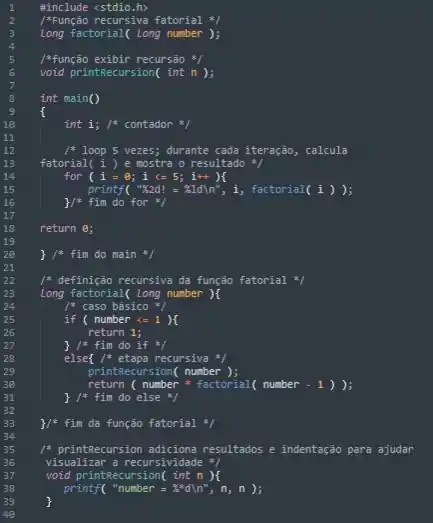 Visualizando a recursão. É interessante observar a recursão