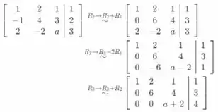 Considere um sistema linear cuja matriz aumentada tem a form