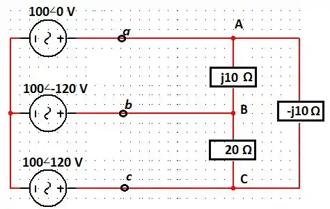 Calcule as correntes de linha I a A , I b B e I c C