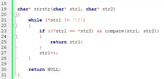 Implemente as seguintes funções:char *strstr(char *str1, cha
