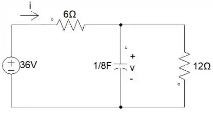 Calcule iev para t0 , se v 0 = - 6 V