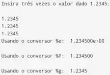 Exibição de um número com os especificadores deconversão de