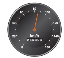 O velocímetro indica a velocidade instantânea de um veículo.